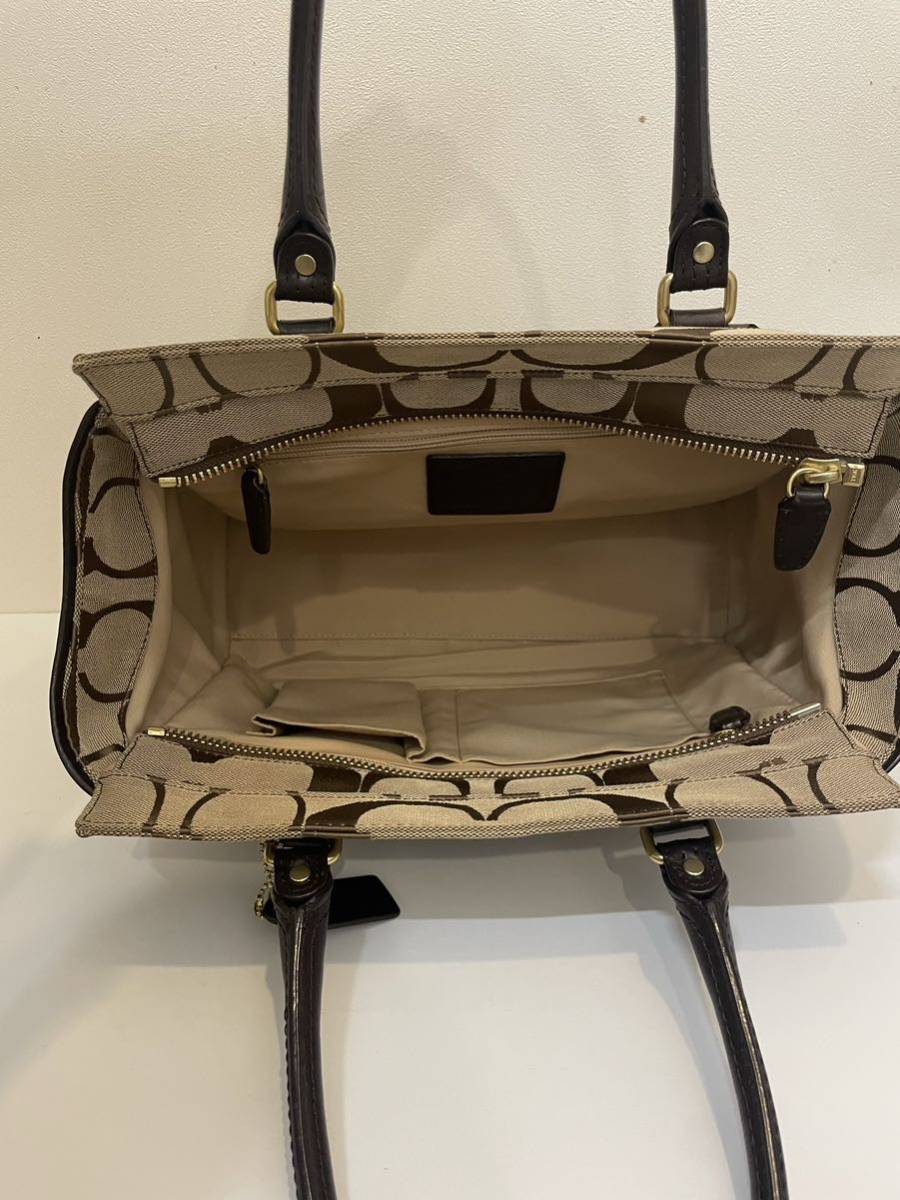 TF0930 COACH コーチ シグネチャー キャンバス レザー ベージュ ブラウン H1273 21151 ハンドバッグ トート ...