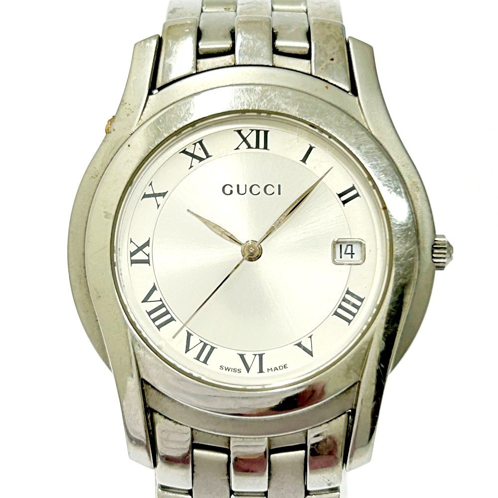 1円スタート GUCCI グッチ 5500M Gクラス SS シルバー文字盤 クオーツ メンズ腕時計 212230(男性用)｜売買された ...