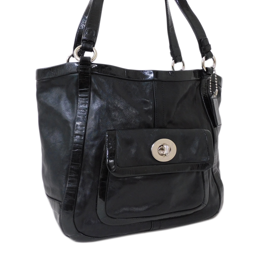 1円 コーチ ハンドバッグ レザー×エナメル ブラック系 13603 オシャレ COACH E.Bso.An-4(ハンドバッグ)｜売買されたオークション情報、yahooの商品情報をアーカイブ ...