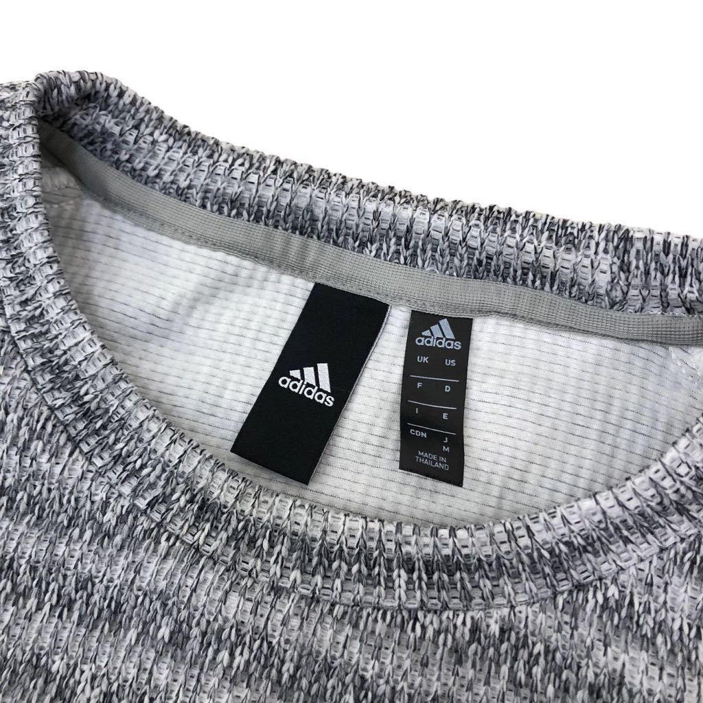 H675 ほぼ adidas アディダス CLIMALITE 長袖 ニット セーター トップス グレー系 サイドジップ ポリエステル スポーツ ...