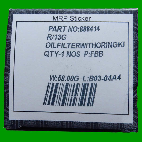 ロイヤルエンフィールド オイルフィルター エレメント 純正 888414 Royal Enfield Oil Filter Element ...