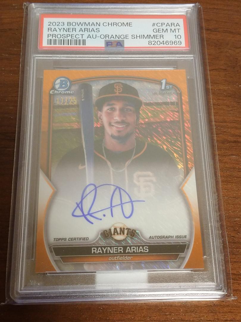 PSA鑑定品/PSA10 2023 Bowman Chrome Rayner Arias 1st Bowman Prospect Orange ...
