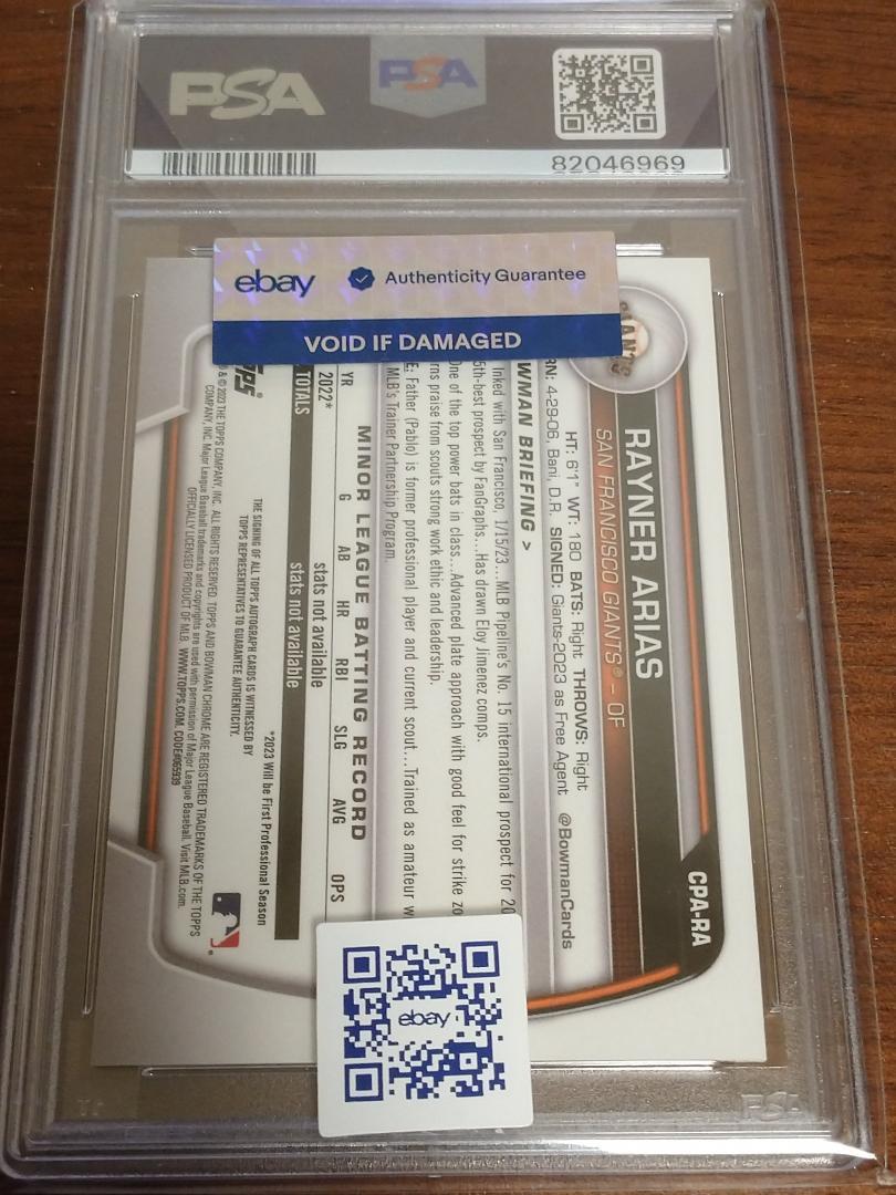PSA鑑定品/PSA10 2023 Bowman Chrome Rayner Arias 1st Bowman Prospect Orange ...
