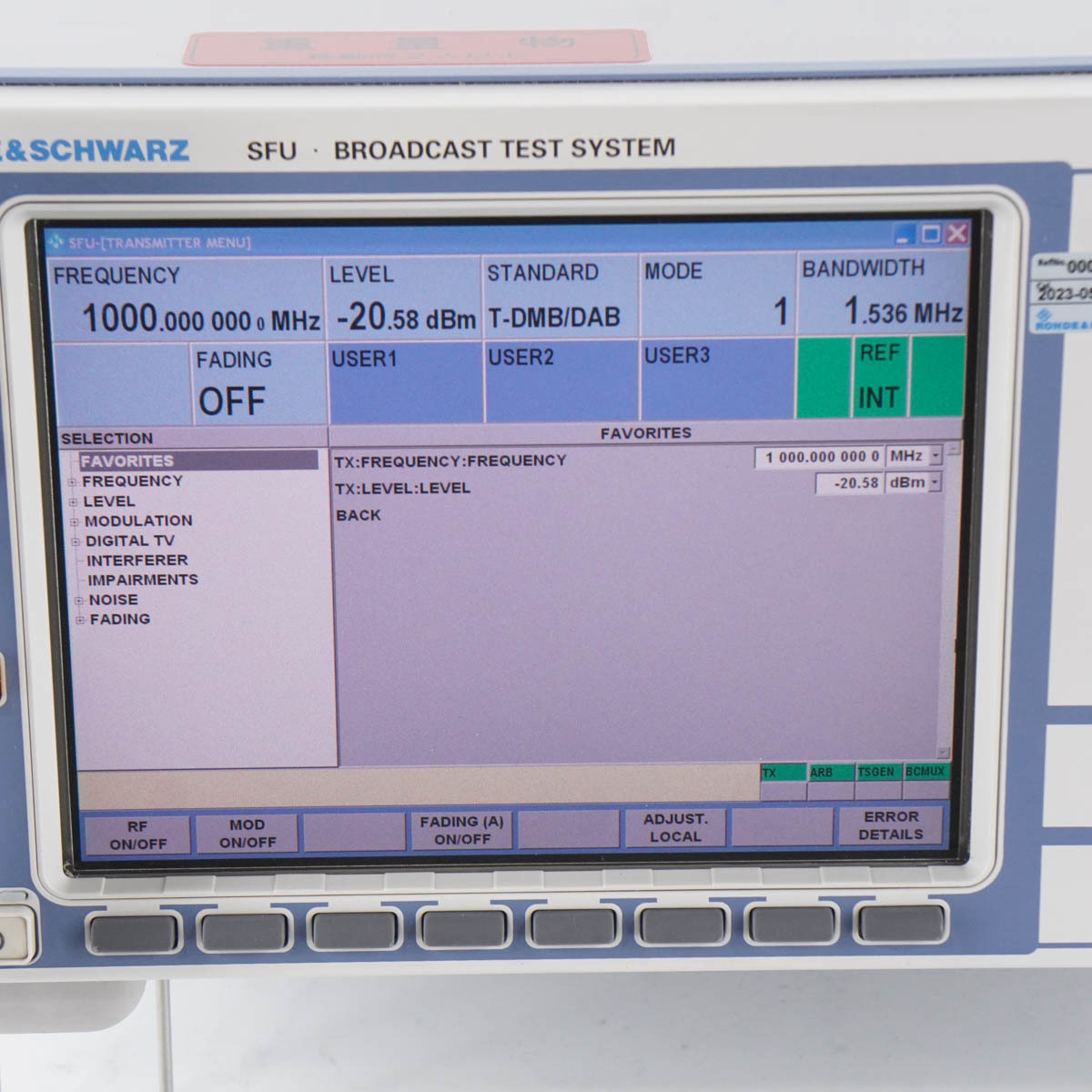 DW 8日保証 05/2023CAL SFU 2110.2500.02 Rohde & Schwarz OPT B2 B3 B6 B11 ...