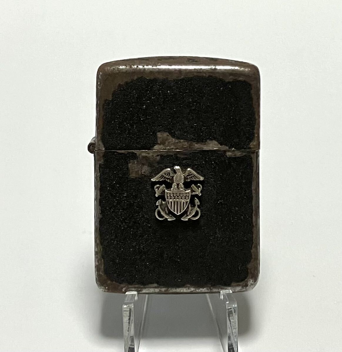 ZIPPO 1943〜1945年製 WWII ブラッククラックル フルオリジナル 3バレル メタル貼り アメリカ 海軍 NAVY 読本掲載 ...
