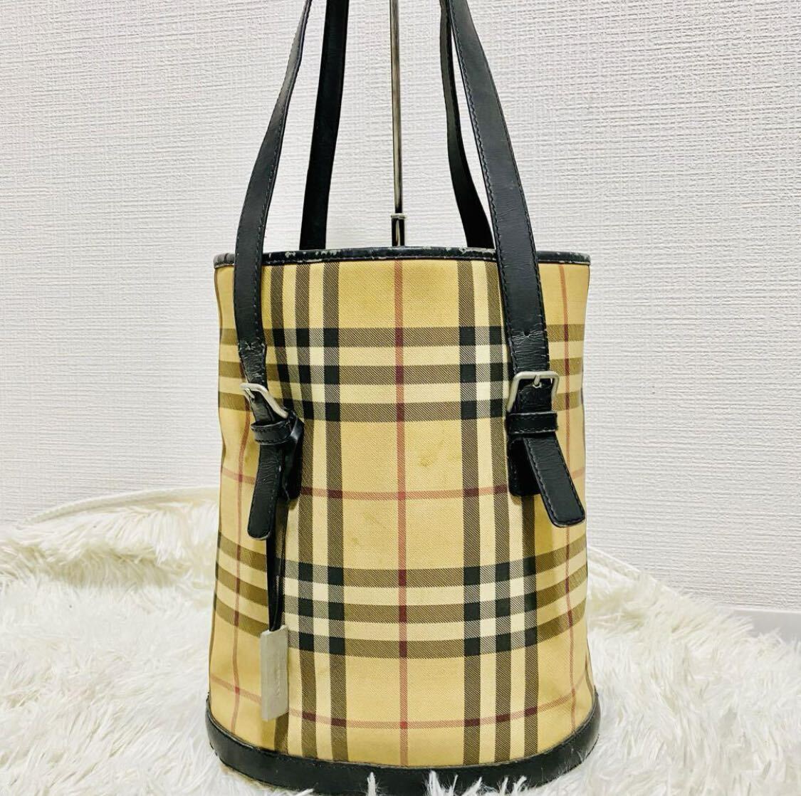 1円 バーバリー BURBERRY トートバッグ ハンドバッグ ショルダーバッグ バケツ型 ノバチェック チャーム レザー PVC(ショルダーバッグ)｜売買されたオークション情報、yahooの ...
