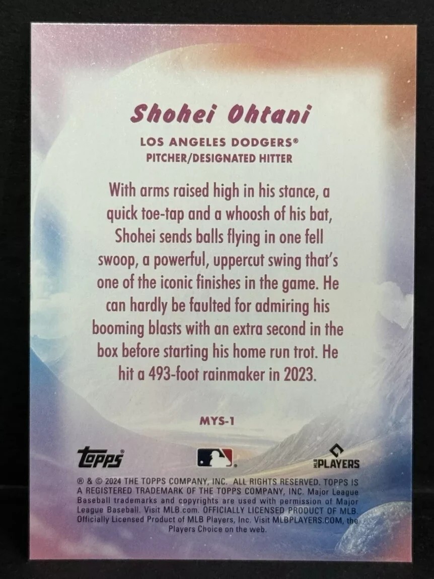大谷翔平 2024 TOPPS UPDATE SERIES BASEBALL MYSTICAL SHOHEI OHTANI MYS-1 ロサンゼルス ドジャース(Topps)｜売買された ...