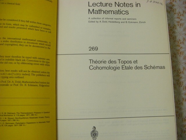 Lecture notes in mathematics Theorie des topos et cohomologie etale des ...