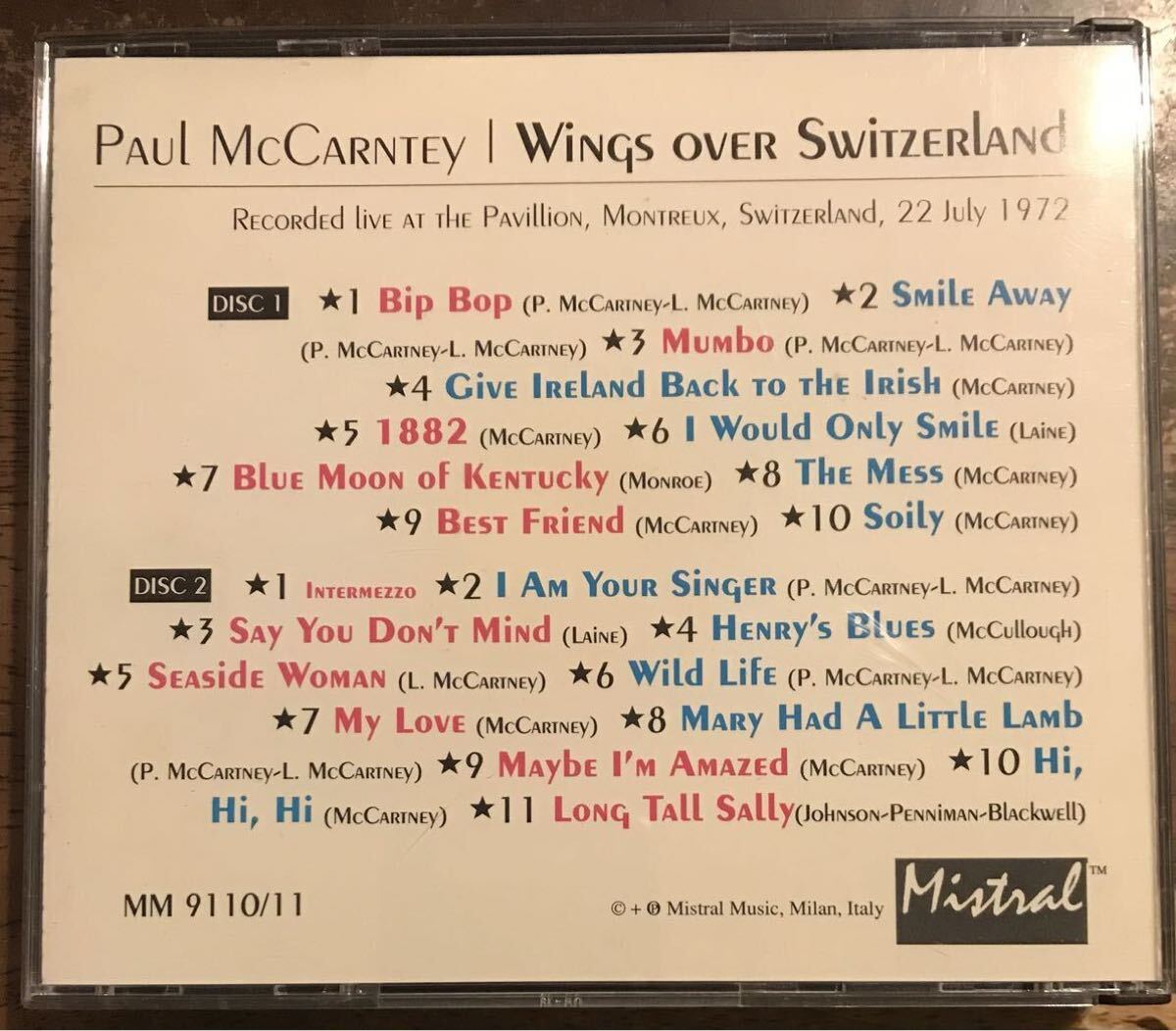 ウィングス/1972年スイス公演Paul McCartney & Wings / Wings Over Switzerland 2CD / Mistral / Montreux July 22 ...