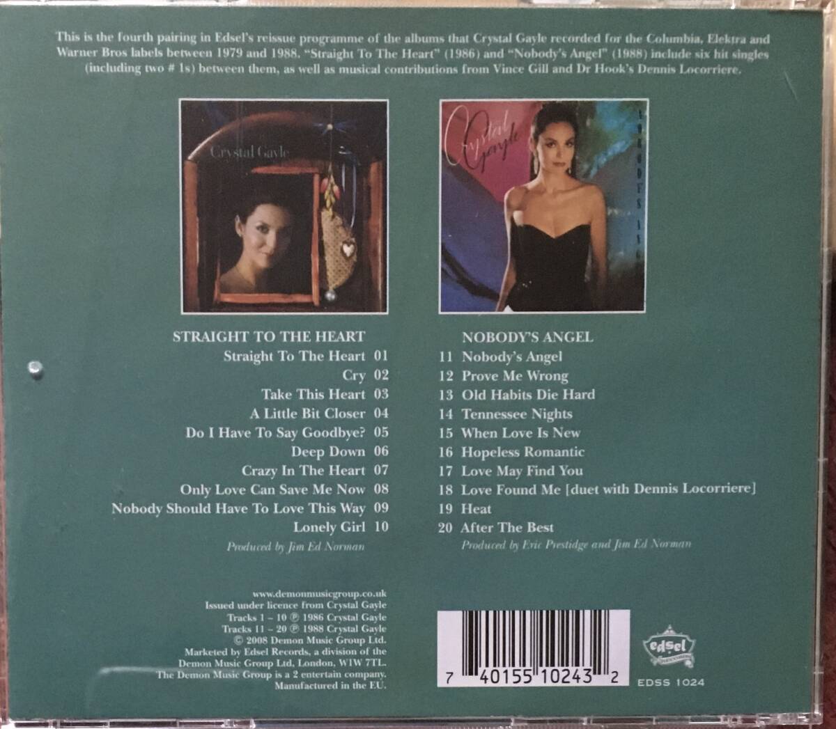 Crystal Gayle Straight To The Heart 86 +Nobody‘s Angel 88 カントリーポップ/ソフト ...