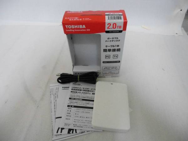 Y098 東芝 USB3.0 ポータブルHDD 2.0TB CANVIO HD-AB20TW(1TB～)｜売買されたオークション情報 ...