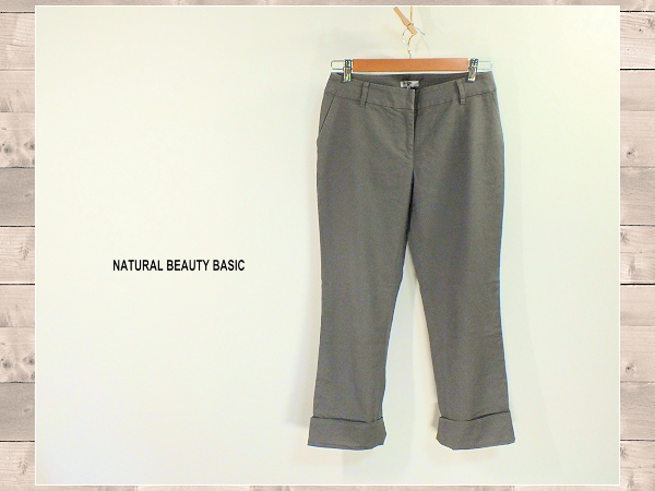 NATURAL BEAUTY BASIC コットンストレッチ クロップドパンツ L(パンツ)｜売買されたオークション情報、yahooの商品情報をアーカイブ公開 - オークファン（aucfan.com）
