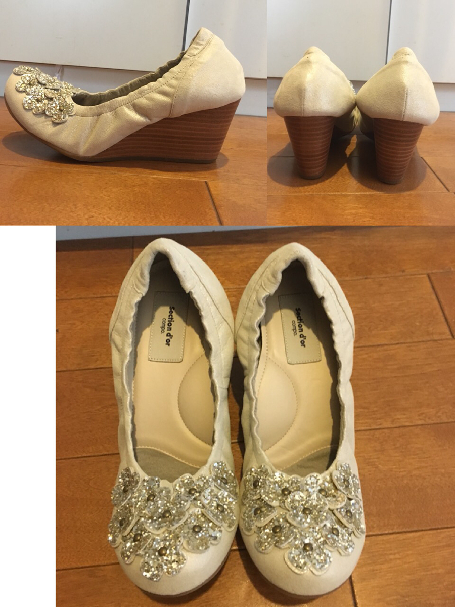 セクションドール フラワーウェッジパンプス 23.0cm section d'or compo コンポジション9 composition9 好きの方に モーダクレア(ベージュ系)｜売買された ...