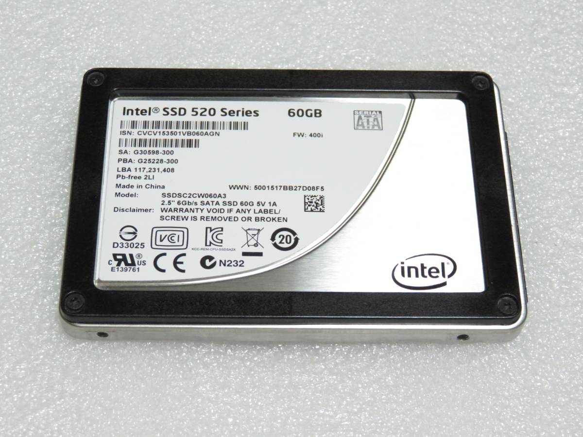 Intel SSD 520 60GB SSDSC2CW060A3 2.5インチ SATA(32GB～)｜売買されたオークション情報、yahoo ...