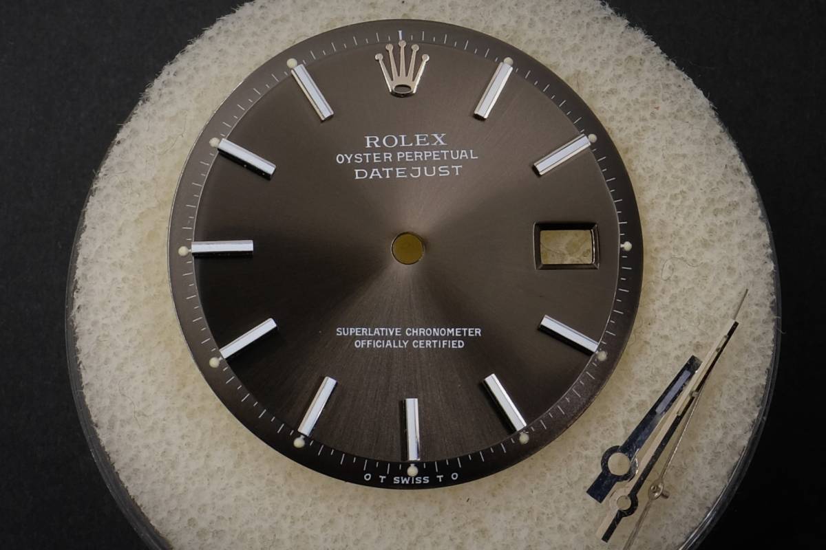 ロレックス デイトジャスト 純正 QマークBEYELER 最高クラスダークグレー ルバー文字盤 1601 1603 1600 1625(パーツ ...