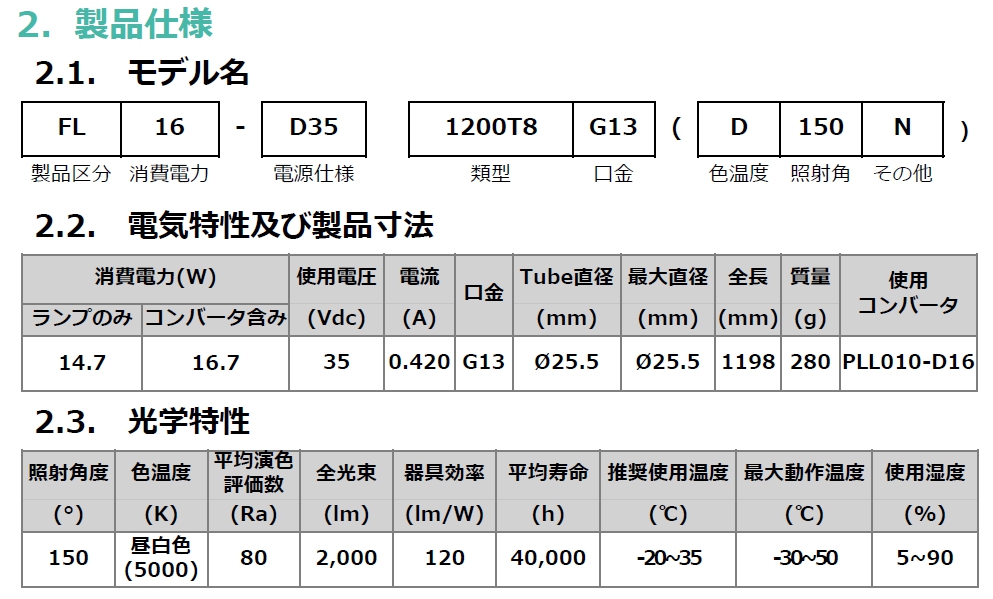 FAWOO LumiDas Tube FL16-D35-1200T8G13 直管LEDランプ 昼白色 40形 10本 事務所 店舗等(LED ...