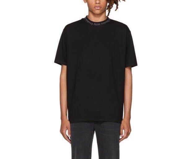 Acne Studios Gojina Dyed オーバーサイズTシャツ アクネ ロゴ モックネック 半袖 XS ブラック(男性用)｜売買され ...
