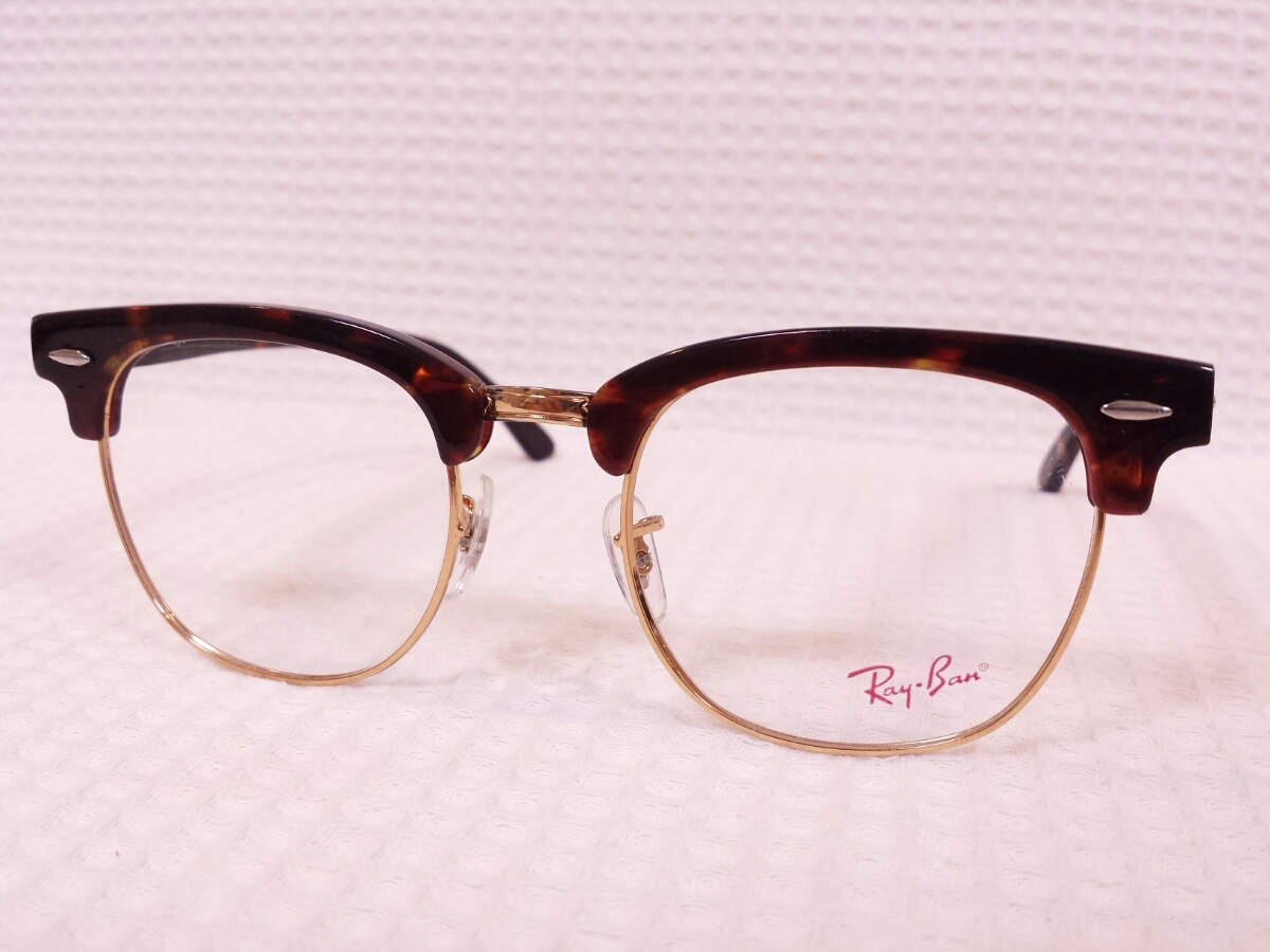 RayBan レイバン ベッコウ×ゴールドカラーメガネフレーム デモレンズ RB5154 51 21-140 CLUBMASTER クラブ ...