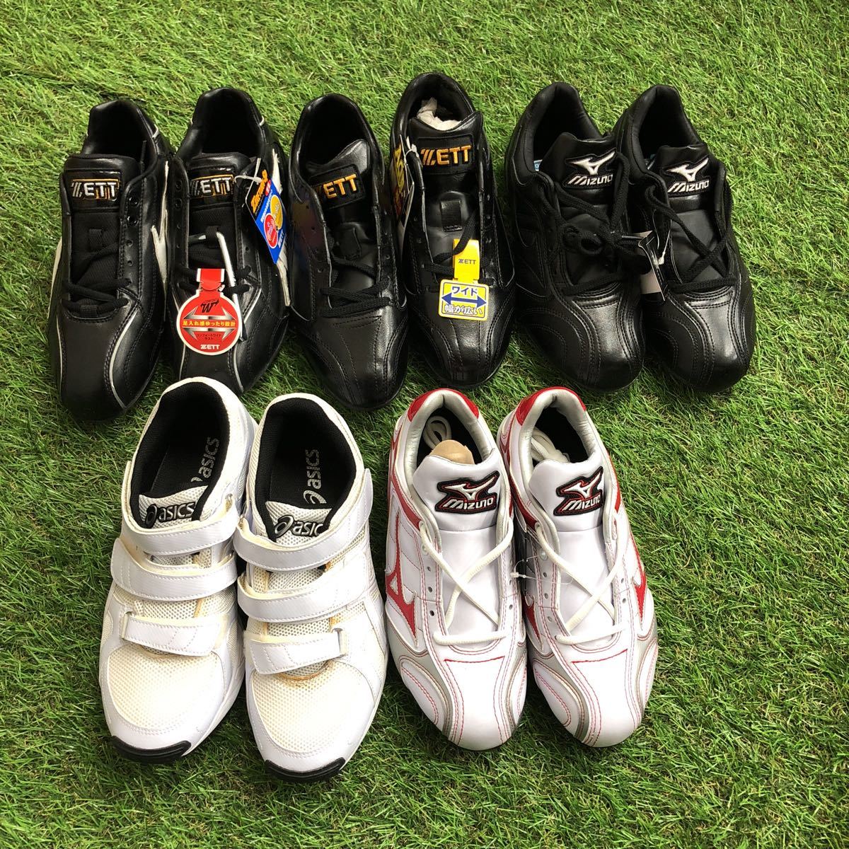 MS839 メーカーいろいろ 野球 スパイク トレーニングシューズ 5足 まとめ ZETT asics 24.0cm×1 25.0cm×2 ...