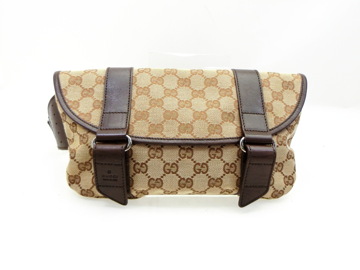 S6720 GUCCI グッチ GG 柄 キャンバス × レザー ウエスト ポーチ バッグ 良品(かばん、バッグ)｜売買されたオークション情報、yahooの商品情報をアーカイブ公開 ...