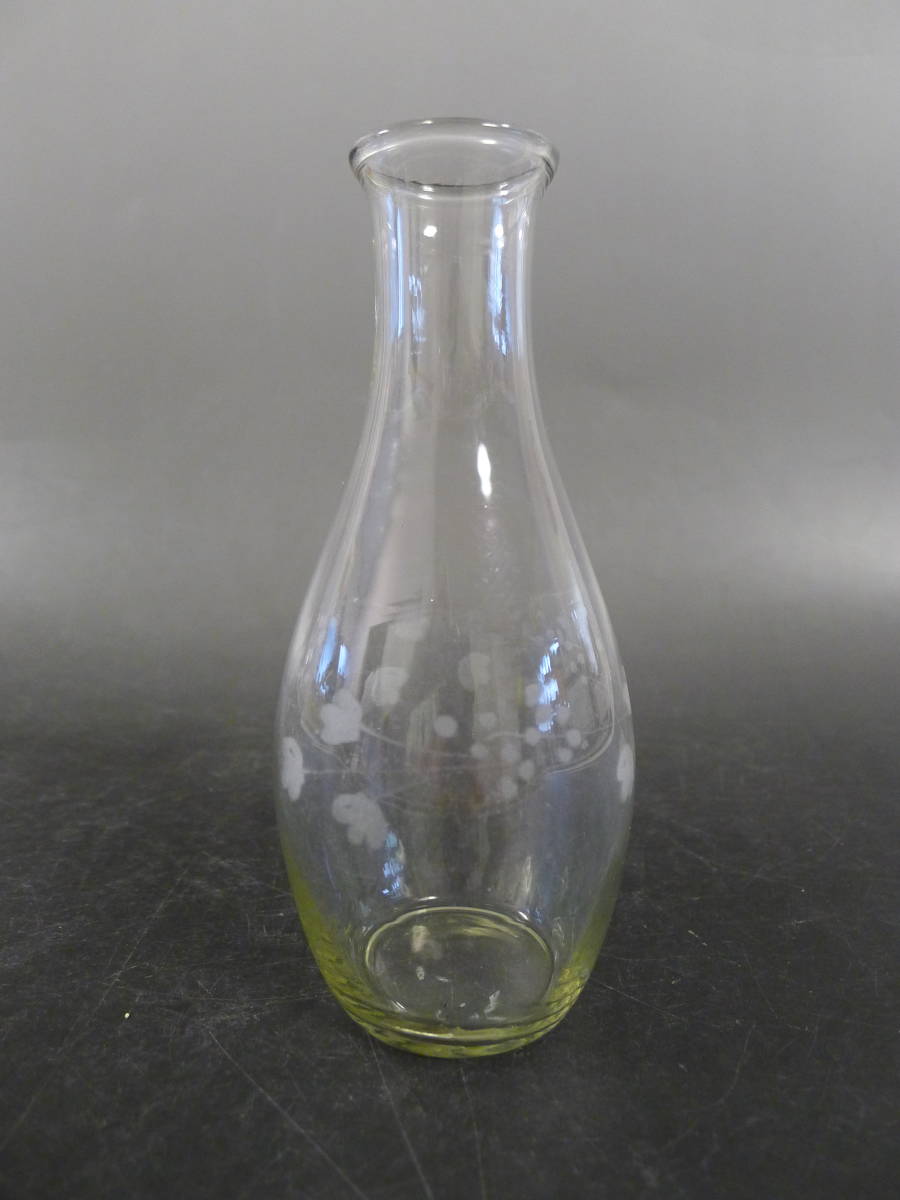 aa142 古いガラス徳利2本 花模様 お銚子 酒器 硝子 透明 ガラス 花瓶 花入 ボトル 昭和レトロ 大正ロマン 冷酒 古道具/60(徳利 ...