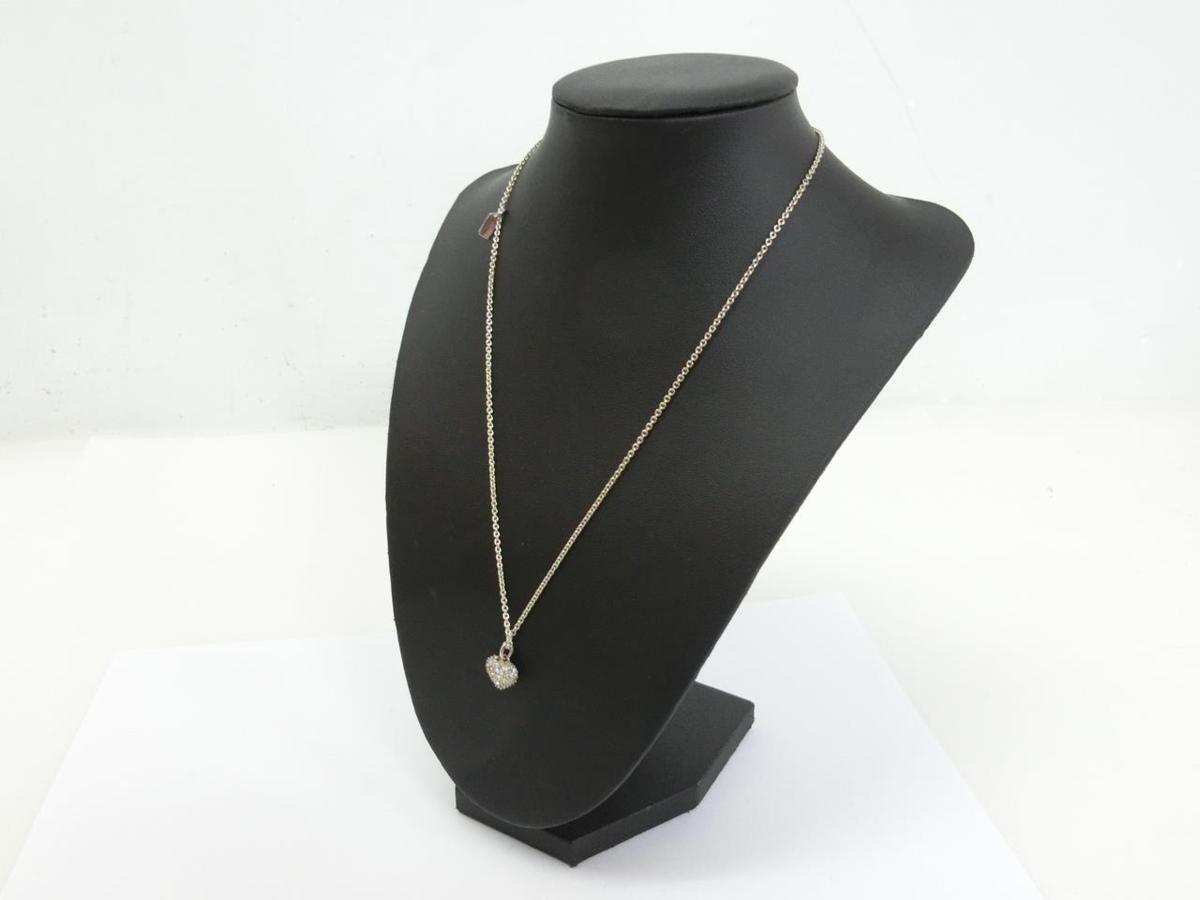 H-7506 COACH コーチ ラインストーン シルバー 925 ネックレス ハート アクセサリー チェーン 約46㎝ 収納袋付き 千円市場 ...