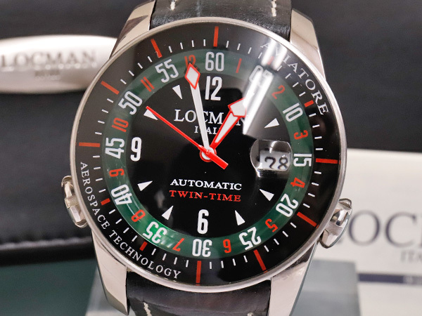ロックマン LOCMAN 独創的ダブルリューズ配置 オートマチック アヴィアトーレ メンズウォッチ 男性用自動巻腕時計 保存箱 冊子付 本物 ...
