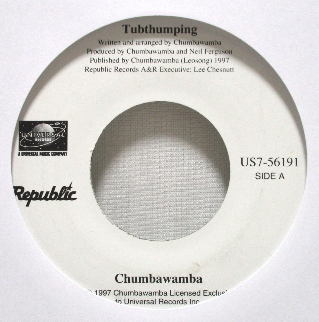 米7 CHUMBAWAMBA / TUBTHUMPING / AMNESIA / 1997 US盤 7インチシングルレコード EP 45(一般 ...