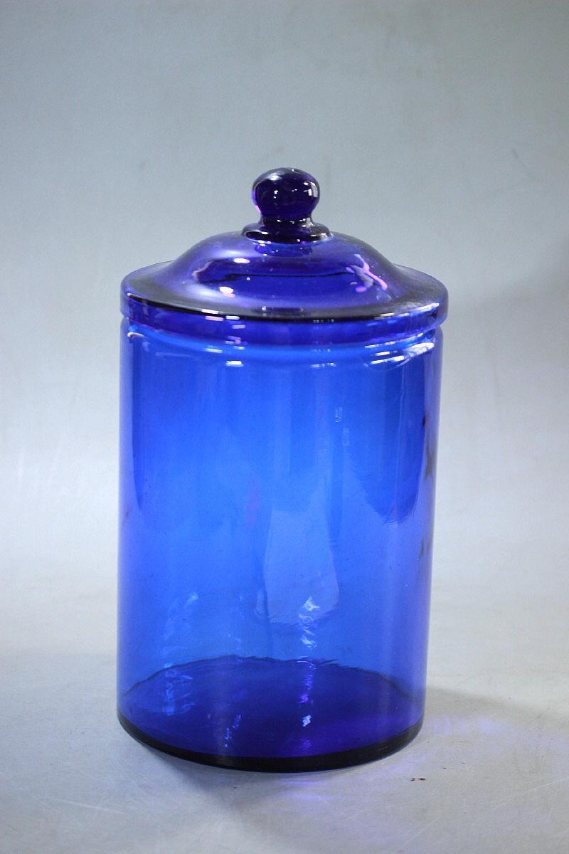 E799 瑠璃色ガラス瓶/蓋付ガラス瓶/菓子瓶/昭和レトロ/アンティーク/古雑貨/41906(工芸ガラス)｜売買されたオークション情報、yahooの商品情報をアーカイブ公開 - オークファン ...