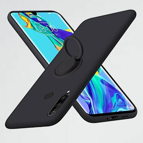 P30 Huawei 9-C6 携帯カバー ブラック Lite ケース リング TPU シリコン 薄型 リング付き 耐衝撃 指紋防止 スタンド ...
