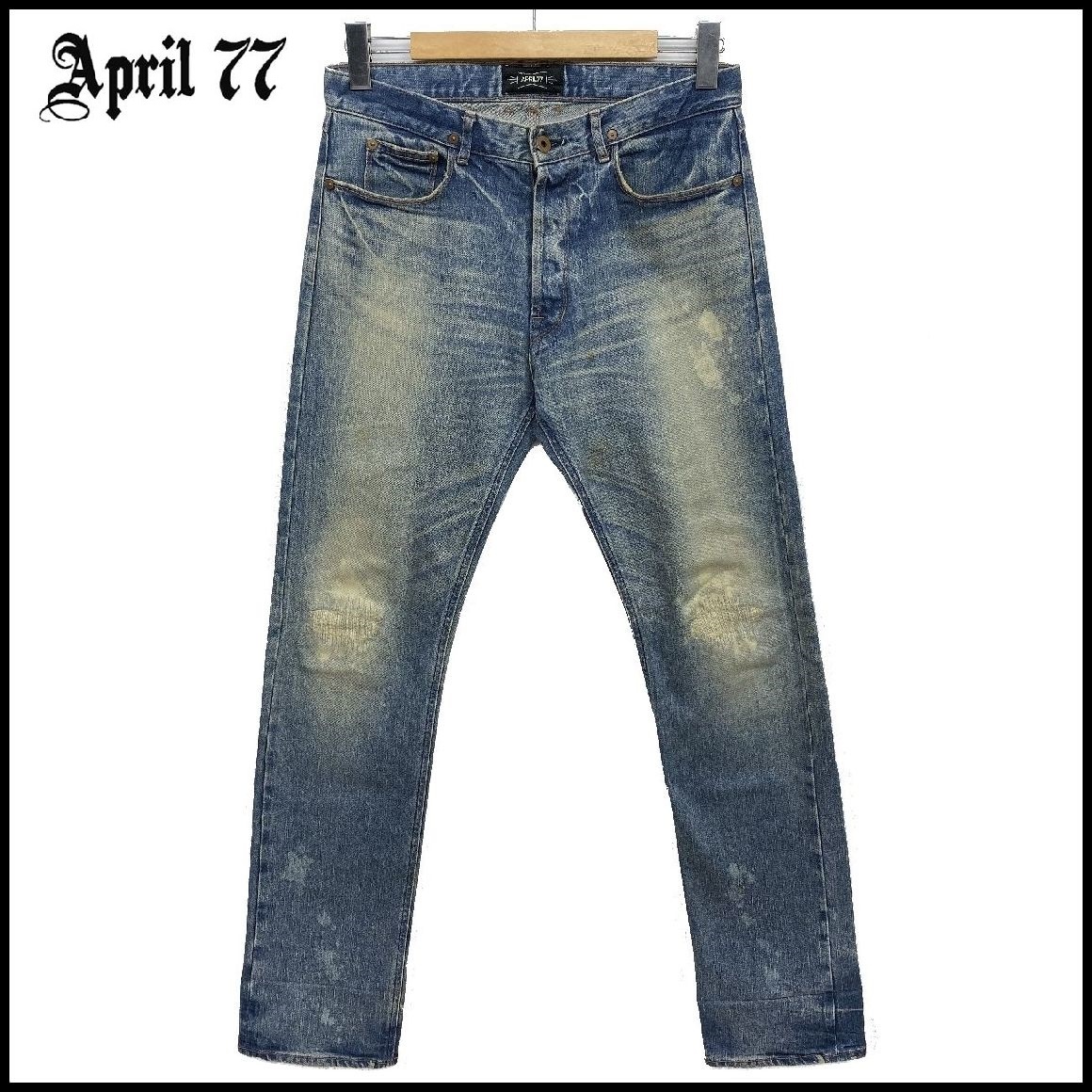 April77 エイプリル77 CROSS TRASH ウォッシュ リペア ダメージ ビンテージ加工 ストレッチ スキニー スリム デニム ...