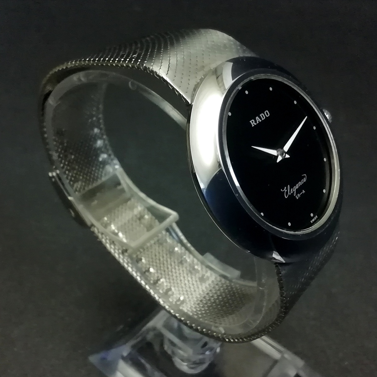 RADO Elegance SRーA ラドー エレガンス 手巻き アンティーク 黒文字盤 純正ブレス スイス製 メンズ腕時計 箱付き(ラドー ...