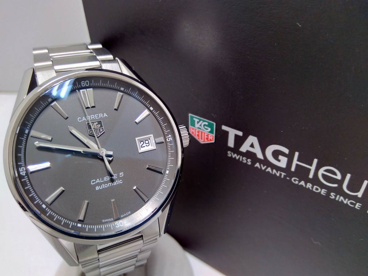 完品 TAG HEUER タグホイヤー カレラ WAR211C-4 腕時計 メンズ グレー文字盤 自動巻き デイト 裏スケ 付属品有り(カレラ ...