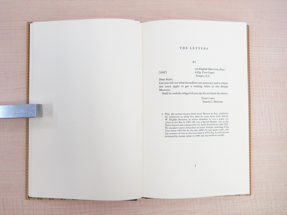 Desmond Flower編 New letters from Ernest Dowson 限定200部 1984年The ...
