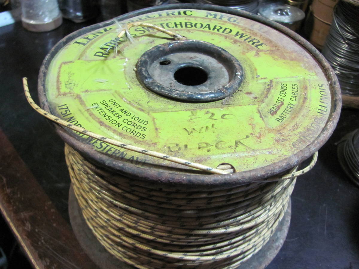 #2139W ヴィンテージ Wht-Blk Lenz Electric Mfg. Co. Chicago Ill. 撚り線 20awg ...