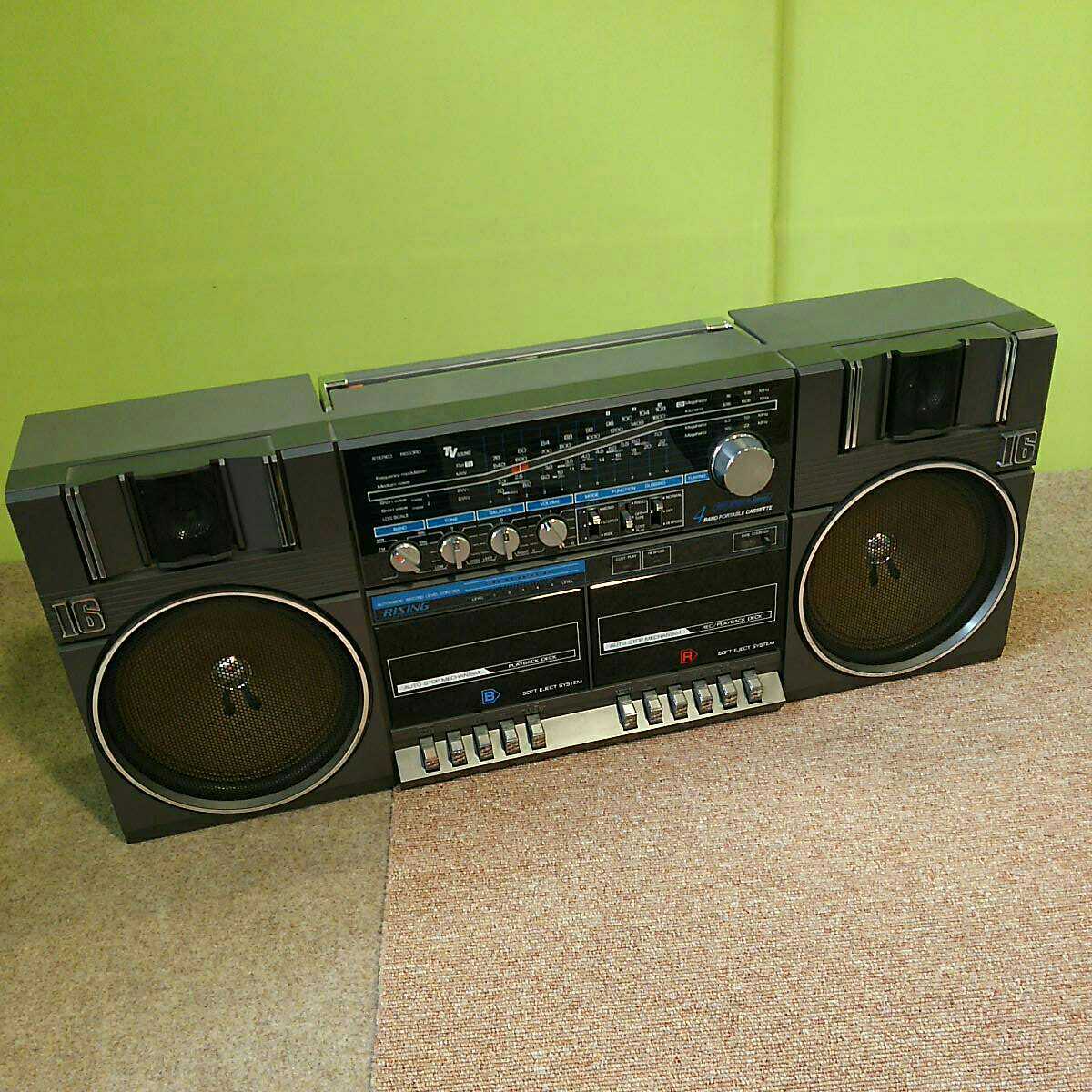 RISING RC-1616 ライジング Wカセット ラジカセ 昭和レトロ アンティーク 当時物 通電OK ジャンク 長期保管(ラジカセ ...