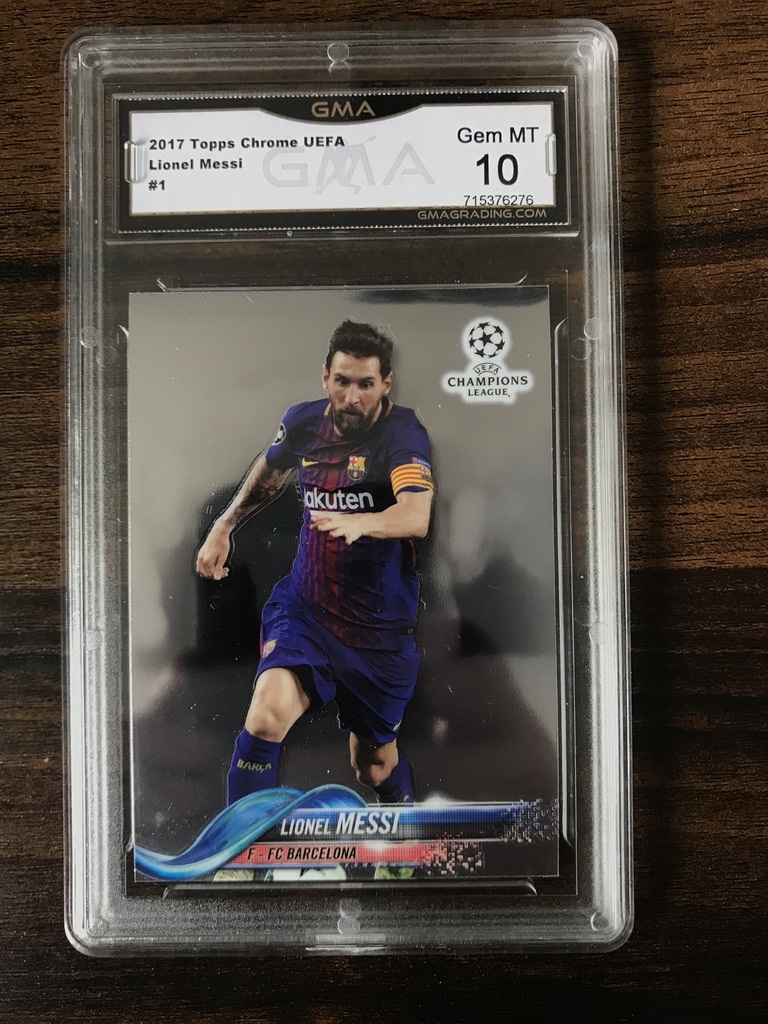 2017 Topps Chrome UEFA #1 Lionel Messi Graded Card GMA 10 GEM MINT PSA ...