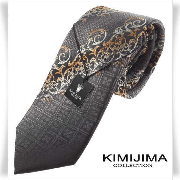 1円 KIMIJIMA COLLECTION 君島 キミジマ コレクション シルク絹100％ネクタイ 織柄 日本製 正規店本物 5540 ...