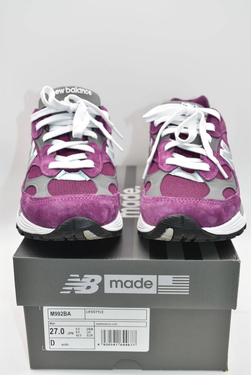 77S New balance M992BA ローカットスニーカー 27cm ニューバランス パープル系 靴 箱付き LIFESTYLE NB ...