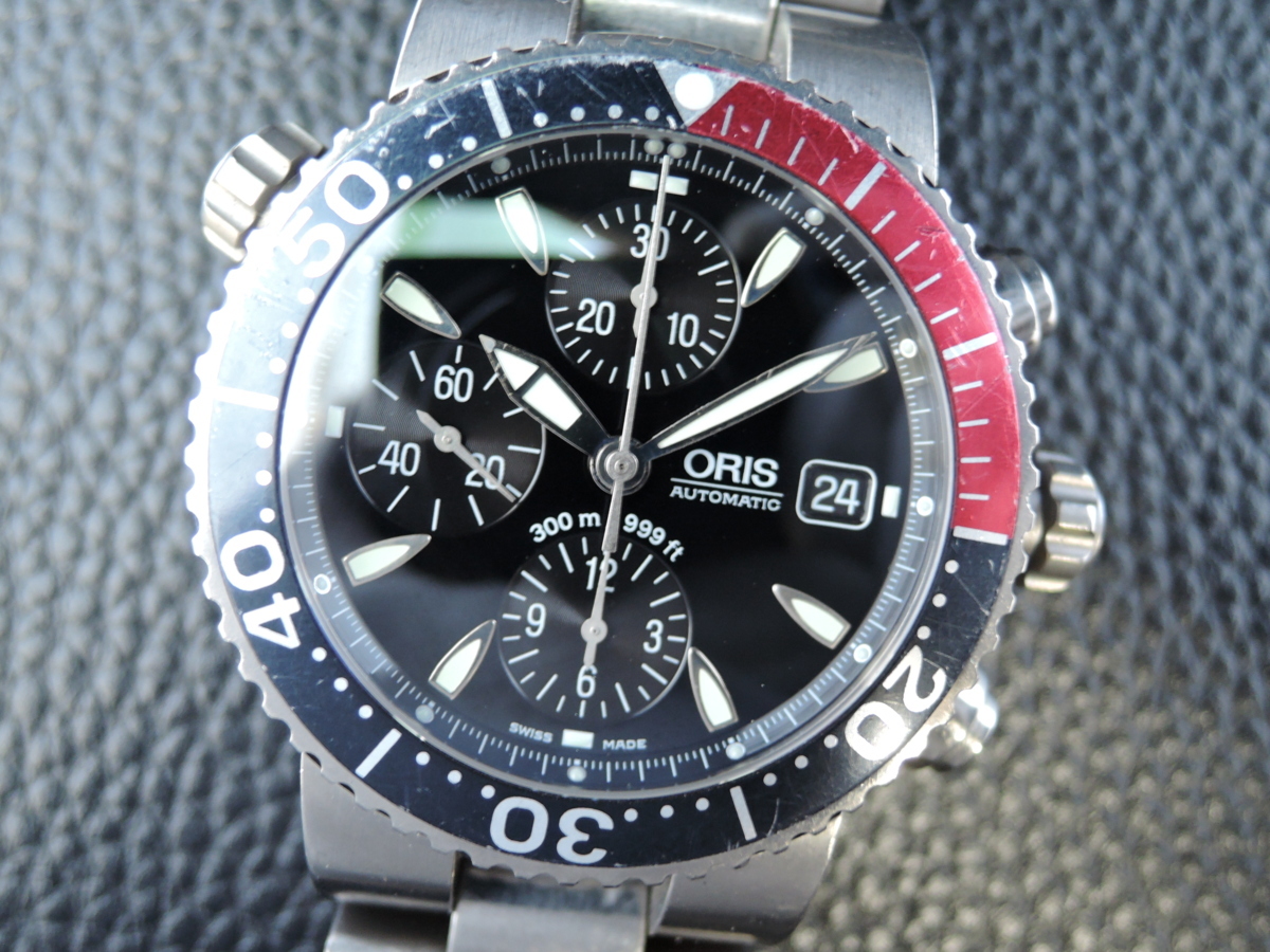 1円 オリス Oris ダイバーズ クロノグラフ デイト 黒文字盤 674 7542 7154M メンズ 自動巻き ギャランティ 腕時計 ...