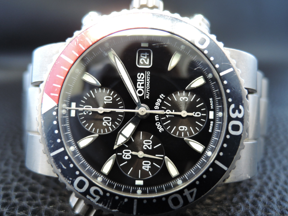 1円 オリス Oris ダイバーズ クロノグラフ デイト 黒文字盤 674 7542 7154M メンズ 自動巻き ギャランティ 腕時計 ...