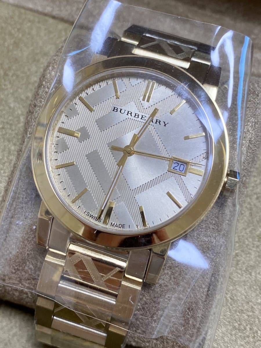 1円 保護シール付き バーバリー THE CITY BU9038 メンズ ゴールドモデル 腕時計 箱 冊子 保証書 タグ 付属品(バーバリー ...