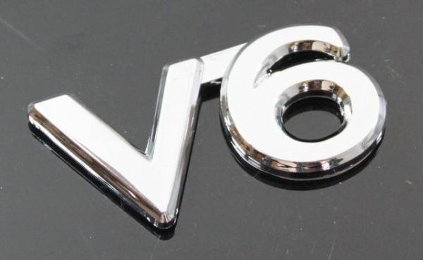 V6エンブレム/クロムメッキ TURBO ターボ 3000cc 2000cc 2500cc 3.0 2.0 2.5 トヨタ 日産 ホンダ エアロ スポイラー ステッカー 車 部品(エンブレム ...