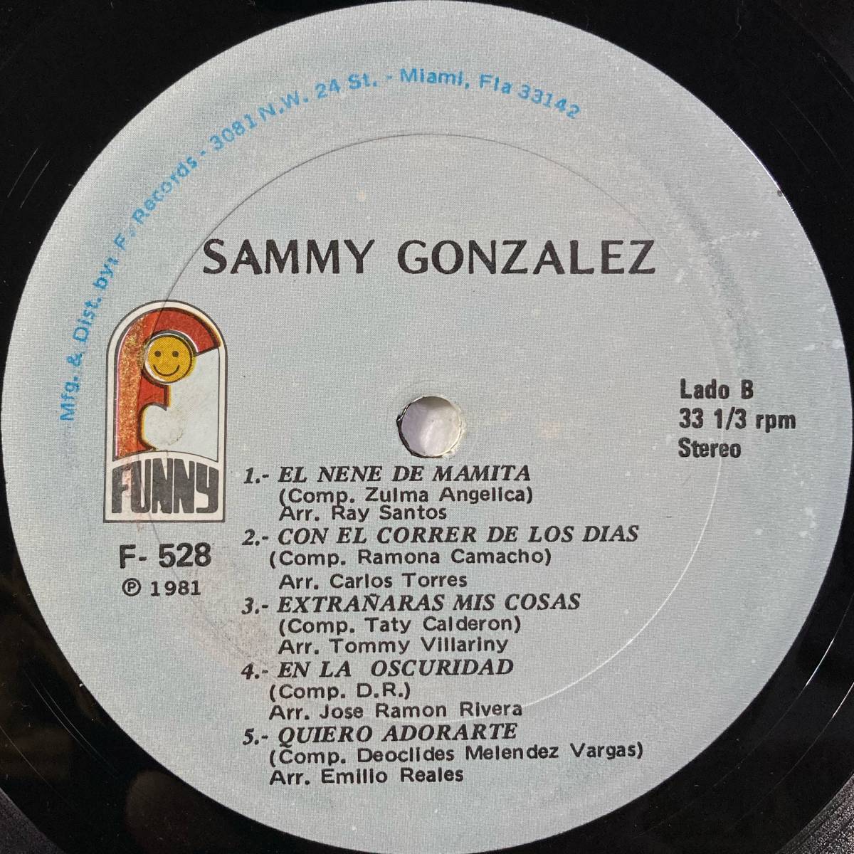 試聴 元TOMMY OLIVENCIA楽団シンガー/キラーサルサ SAMMY GONZALEZ / SAME FUNNY USオリジナル ...