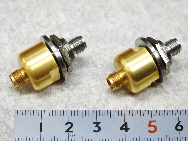 HPマイクロ波 APC3.5mmコネクタ パネル取付中継アダプタ メス⇔メス 2個 取付ナット&ワッシャー付 HP8515A取外し 現状 ...