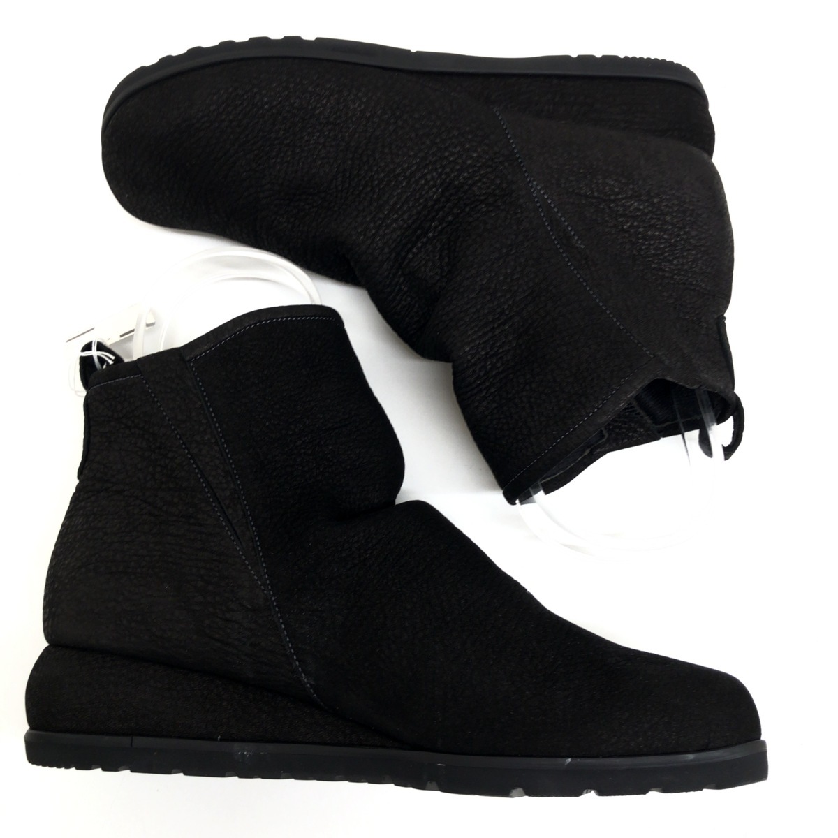 FIZZ REEN フィズリーン 本革 ヌバックレザー ウェッジソール ショートブーツ 23.5cm EEEE 黒 ブラック レディース 女性用 婦人(23.5cm)｜売買されたオークション ...