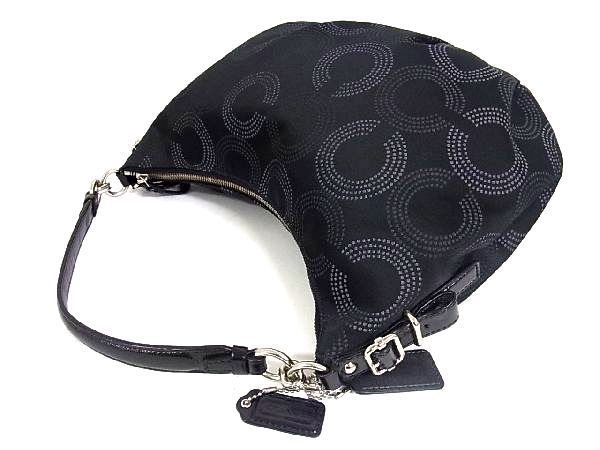 1円 COACH コーチ 15929 マディソン ドッテッド オプアート キャンバス SV金具 ワンショルダー ハンドバッグ ブラック系 ...