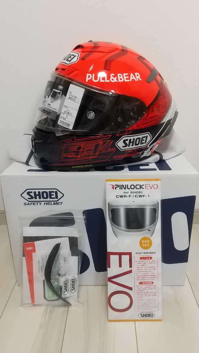 極美品 SHOEI ショウエイ X-Fourteen X-14 MARQUEZ6 マルケス6 レプリカモデル TC-1 RED／WHITE L ...