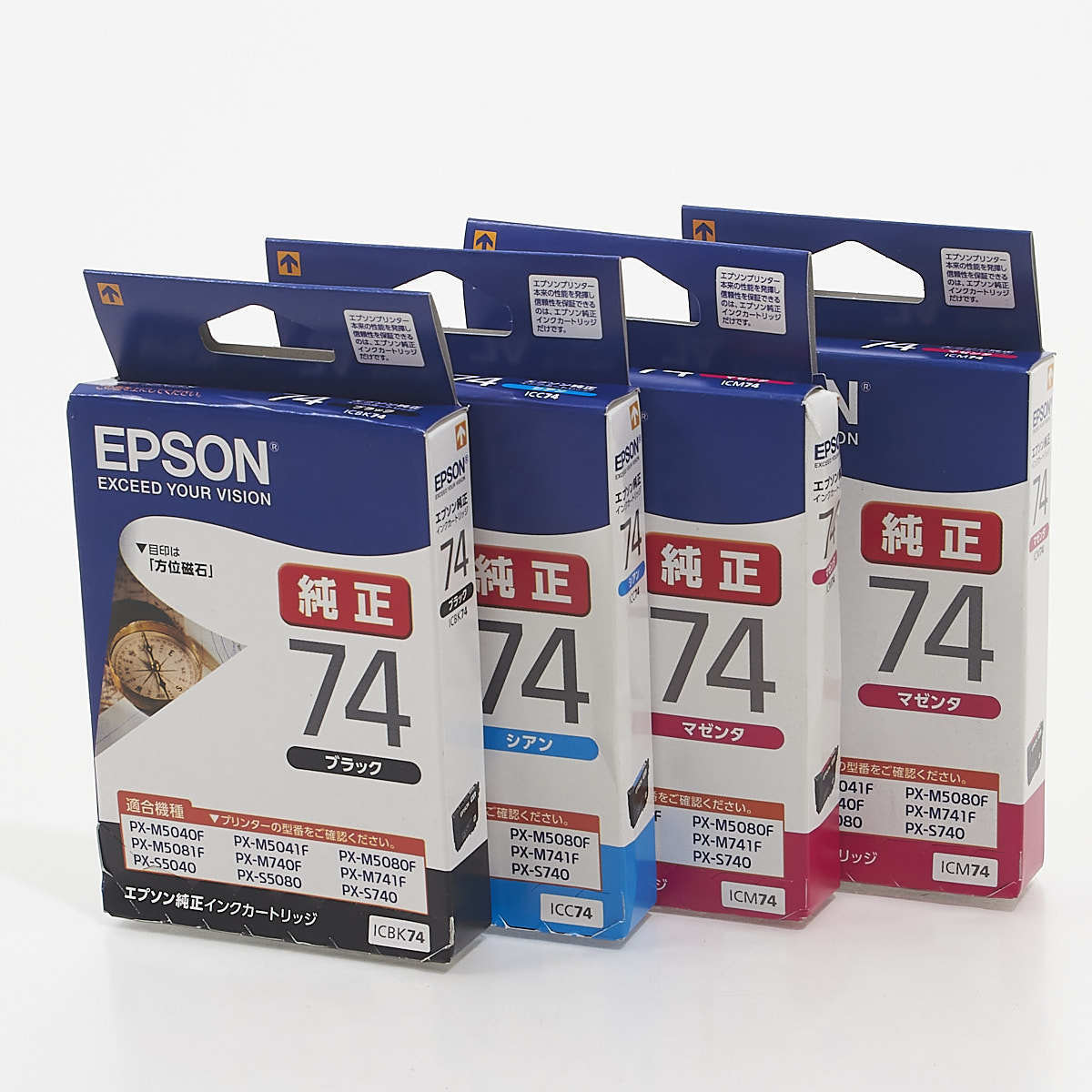 EPSON ICBK74 1個 ICC74 1個 ICM74 2個 合計4個セット インクカートリッジ 方位磁石 純正 アウトレット品 ku(エプソン)｜売買されたオークション情報、yahoo ...