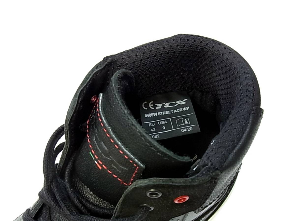 展示品 TCX 9400W STREET ACE WP 防水 ライディングシューズ 27.5cm ブラック 牛革 グレインレザー デイトナ ...